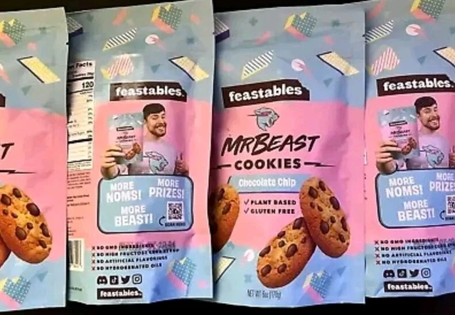 MR BEAST FEASTABLES Chocolate Chip Cookies Plant Based 6 oz Gluten Free ...
