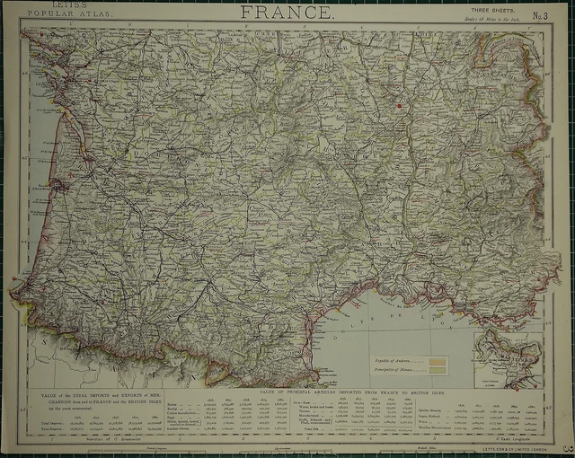 1883 LETTS CARTE ~ France Sud Section Imports Correze Gironde Lot EUR ...