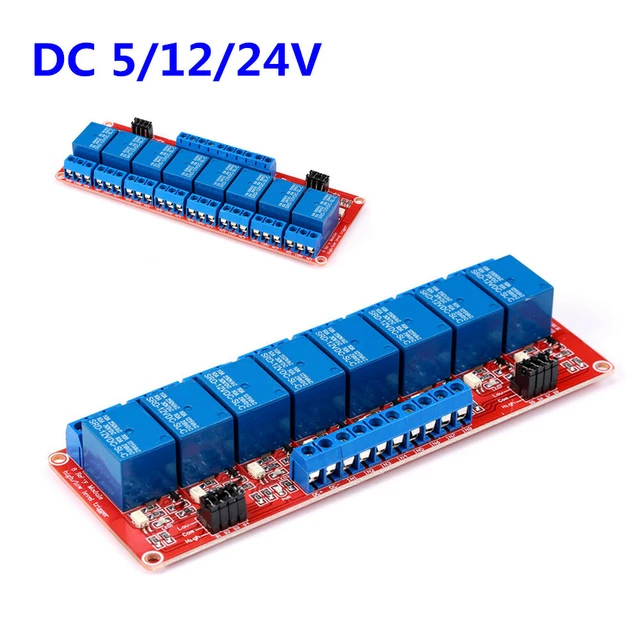DC 5/12/24V 8 Channel Relay Module with Optocoupler Insulation High/Low ...