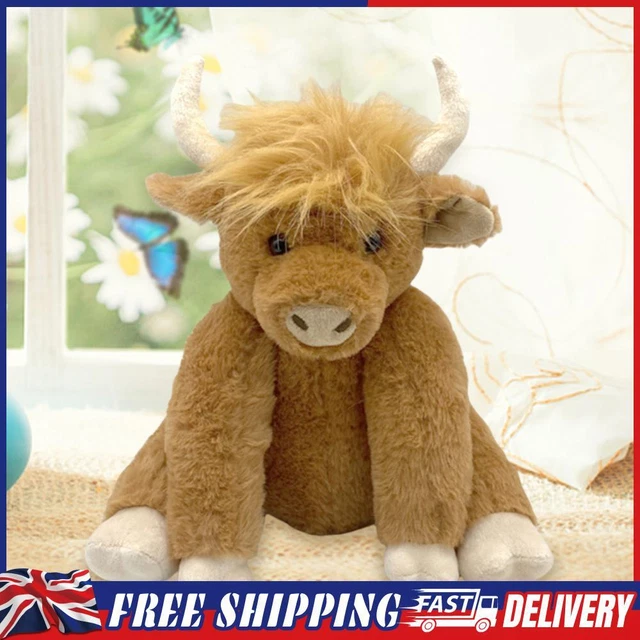 25CM HIGHLAND COW Plush Toy Makes Sounds Joints Can Move Farm Toy for ...