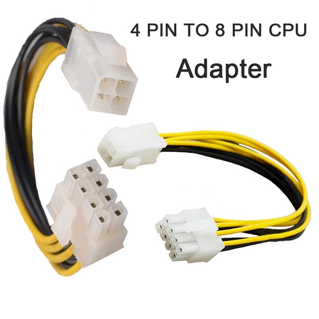 4-PIN TO 8-PIN ATX Motherboard CPU Power Supply Adapter Converter Cable ...