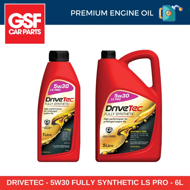 DRIVETEC 5W30 ENGINE Oil Fully Synthetic LS PRO 6L 6 Litre 5L+1L ACEA ...