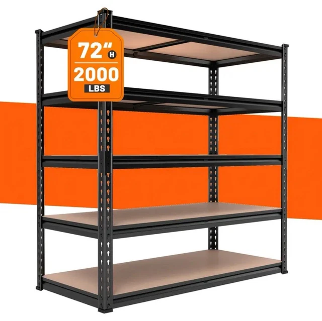 HEAVY DUTY 5 Tier Metal Shelves - 72" H Storage Shelves, 2000LBS ...