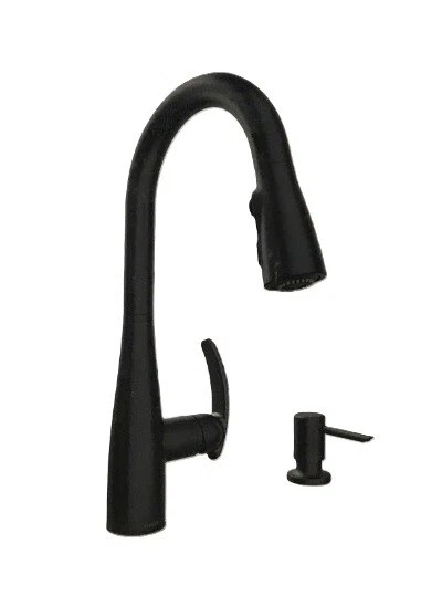 MOEN REYES SINGLE-HANDLE Pull-Down Sprayer Kitchen Faucet Matte Black ...