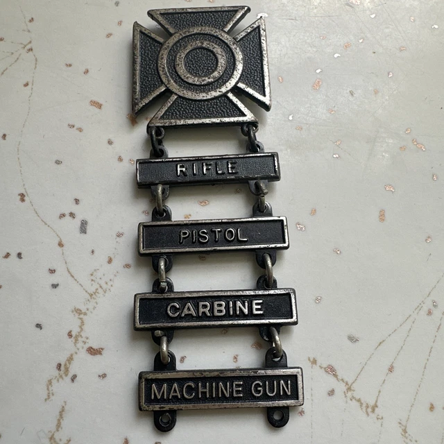 WWII US ARMY Sterling Qualification Rifle Shooting Badge 4 Ladder Bars ...