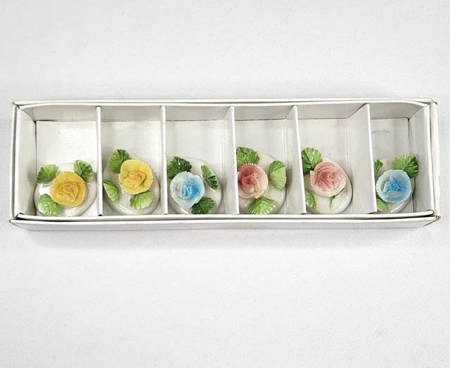 VINTAGE SHAFFORD PORCELAIN Name Card Holders Mini 1.25" Set x6 ...