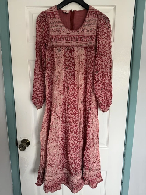 AUTHENTIC PHOOL 70S INDIAN COTTON MIDI DRESS - HIPPY BOHO - EXC ...