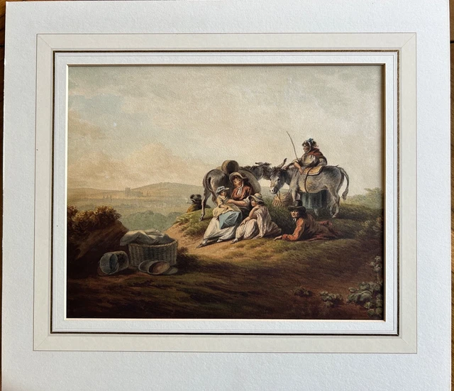 CIRCLE OF JULIUS Caesar Ibbetson c1800 watercolour Travellers on a Country Path EUR 95,11 ...