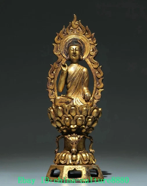9.8 &STATUE DYNASTIQUE du Bouddha Amitabha Shakyamuni en cuivre et or EUR 1.320,00 - PicClick FR