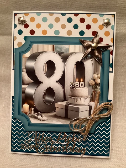 3D GRUSSKARTEN GLÜCKWUNSCH Karte zum 80 Geburtstag Karten edle Handarbeit EUR 8,99 - PicClick DE