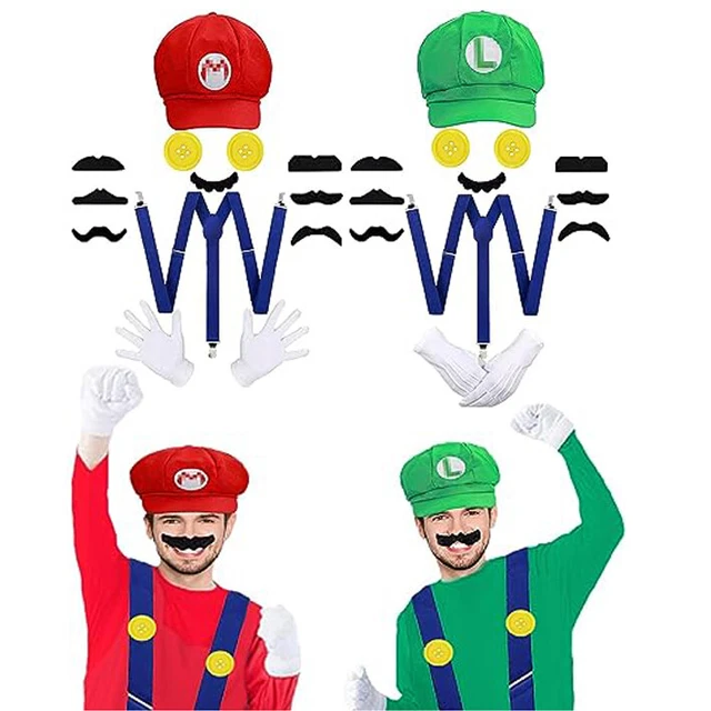 FANCY DRESS SUPER Mario Bros Cap Mustaches Costume Cosplay Mario and ...