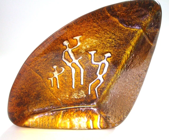 VTG SIGNED MATS Jonasson Maleras Crystal Cave Rock Carving Amber #3801 ...