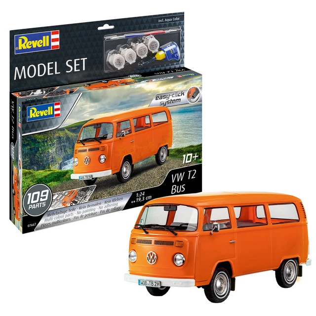 REVELL VOLKSWAGEN T2 Bus Model Kit Scale 1:24 with Paints & Adhesive ...