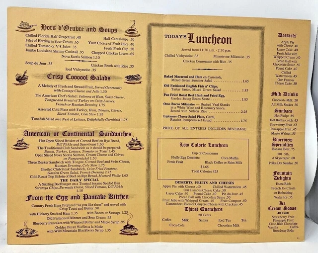 1960S COFFEE HOUSE Restaurant Menu Sheraton Motor Inn Hotel Manhattan ...
