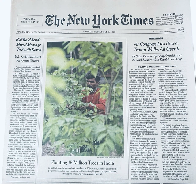 THE NEW YORK Times Paper September 8 2025 Carlos Alcaraz Won the US ...