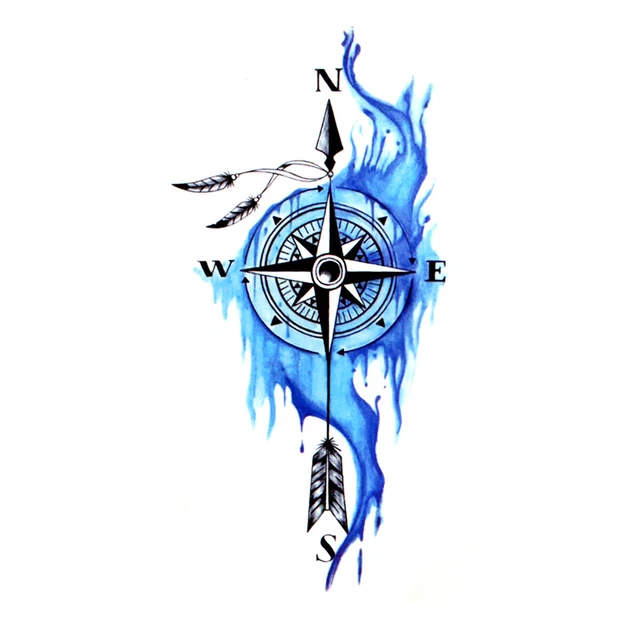 TEMPORÄRES TATTOO KOMPASS Meer Karte Anker Stern Steuerrad Einmal ...