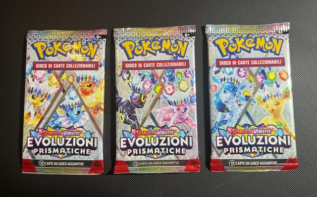 3 BUSTINE PACCHETTI Carte Pokemon Evoluzioni Prismatiche Artset Sealed ...