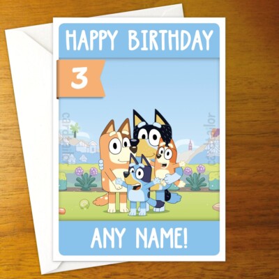 BLUEY PERSONALISED BIRTHDAY Card - bandit chilli bingo children kids £3 ...