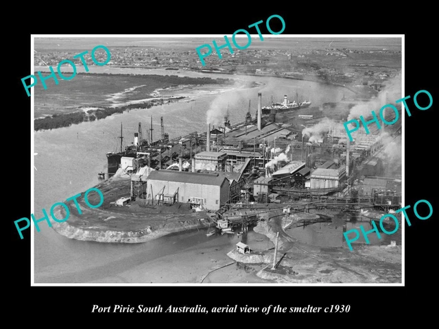 OLD LARGE HISTORIC PHOTO OF PORT PIRIE SA AERIAL VIEW OF THE SMELTER ...