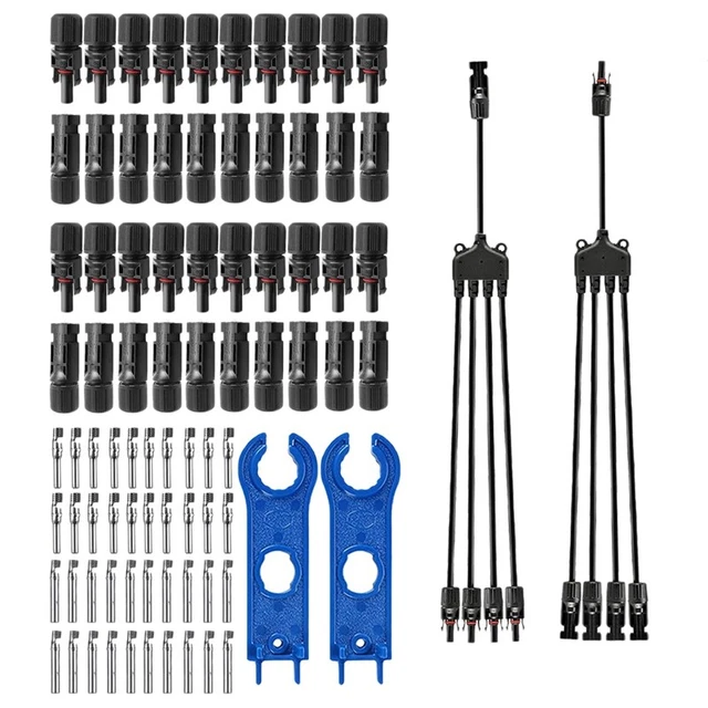 SOLAR PANEL CONNECTORS Kit Y-Type 1-Way 4 Photovoltaic Connector Solar ...