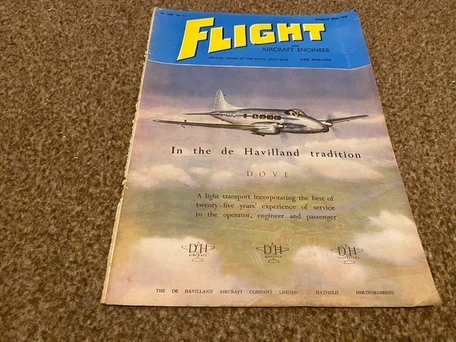 (AC32) FLIGHT MAGAZINE Cover Page 11X8" De Havilland Dove £5.99 ...
