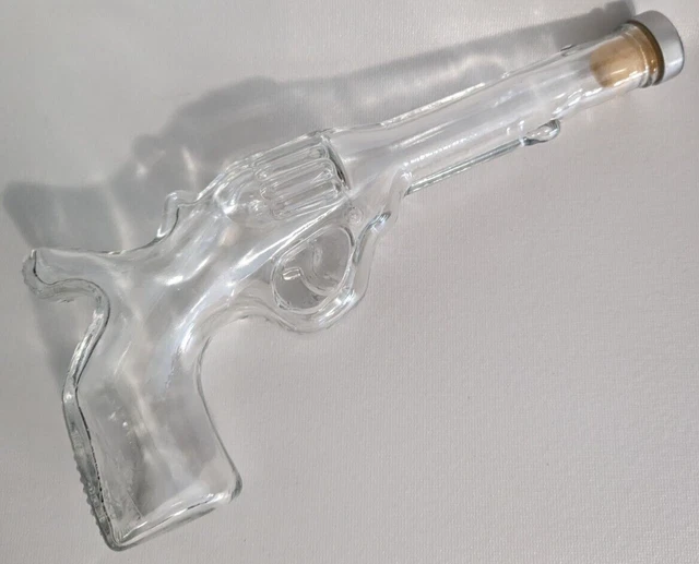 RARE VINTAGE COLLECTIBLE Clear Art Glass GUN Shaped Liquor Alcohol ...