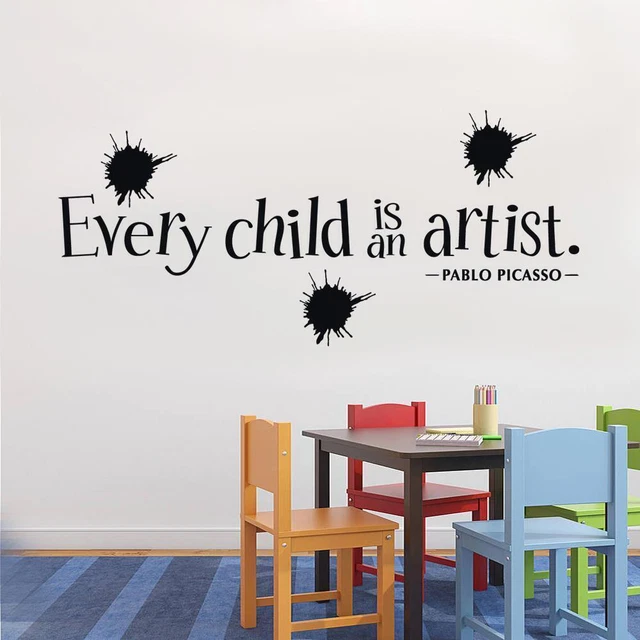 EVERY CHILD IS AN ARTIST Picasso Quote Decal WALL STICKER Home Decor ...