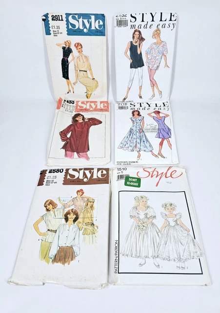 VINTAGE 1980S STYLE Sewing Patterns Bundle 6 #2911,2132,1510,2580,2116 ...