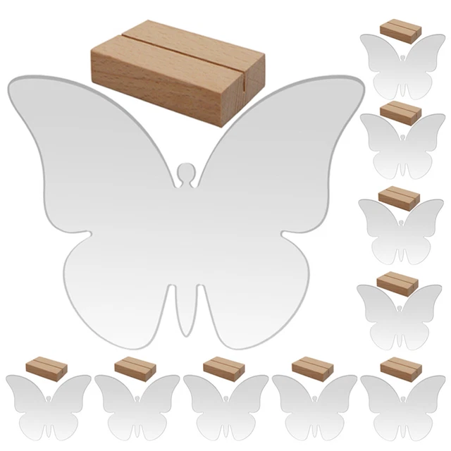 10 SETS BUTTERFLY Clear Acrylic Sign Table Signs Seat Card Number The £ ...
