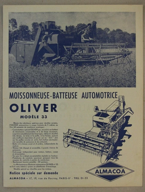 PROSPECTUS BROCHURE MOISSONNEUSE presse OLIVER combine tracteur tractor ...