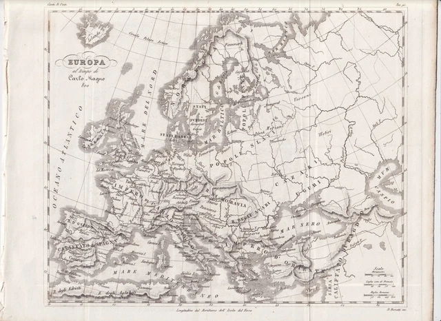 MAP OF EUROPE in the time of Charlemagne, 1846 £30.88 - PicClick UK