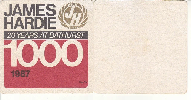 1987 JAMES HARDIE Bathurst 1000 20th Anniversary Vintage Square Coaster ...