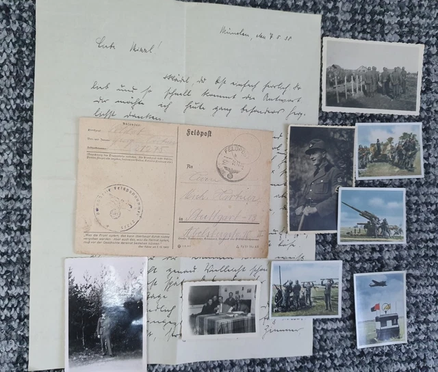 ORIGINAL GERMAN WW2 letter MUNICH 1938+cigarette Cards+Photos. Soldier ...