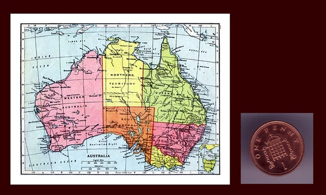 MINIATURE MAP OF Australia. 1:12 . Dolls House, School, Cardmaking ...