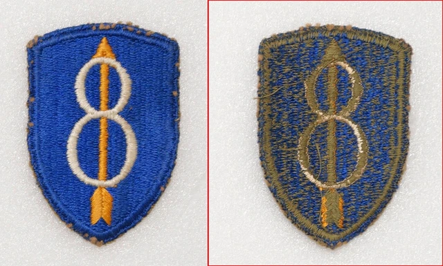 PATCH 8TH INFANTRY Division US Army original WWII (rare green back) EUR ...