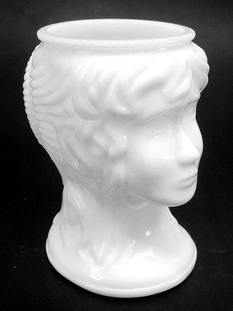 VINTAGE MILK GLASS Art Nouveau Lady Bust Head Vase Planter Brody? $19. ...