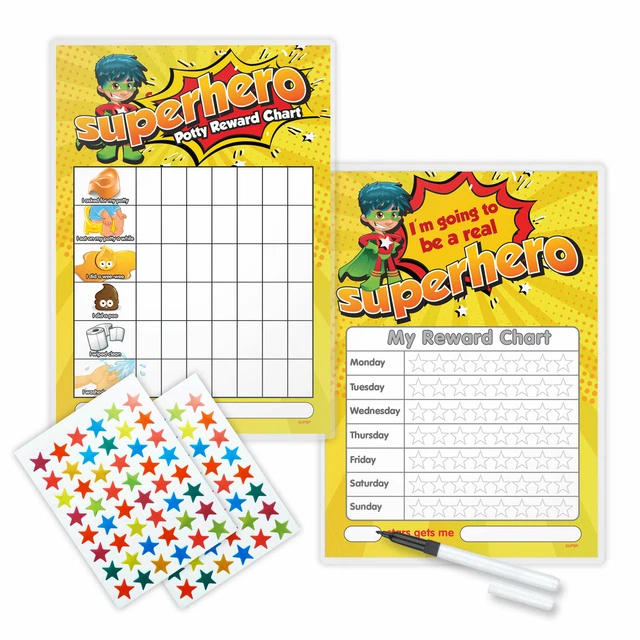 POTTY REWARD CHART My Superhero Boy Set magnetic available FREE Pen ...