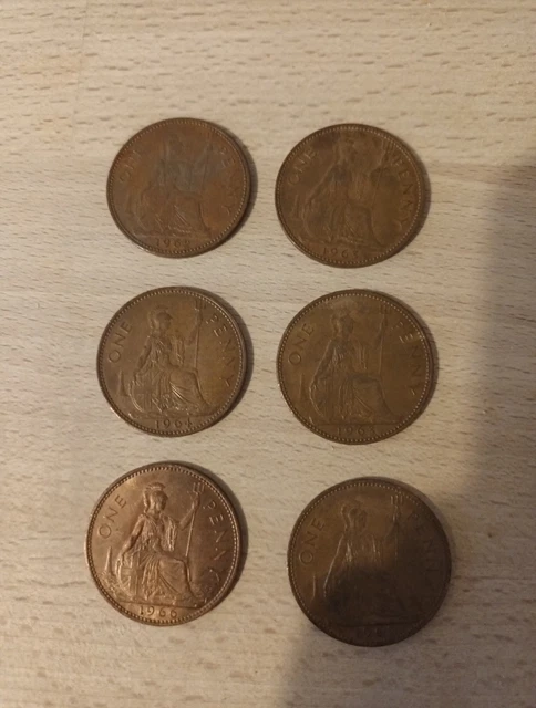 1960S UK PENNIES x 6 Queen Elizabeth II £1.16 - PicClick UK