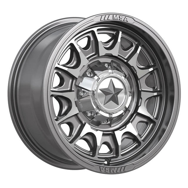 MSA M55 COMMANDER 15x7 ATV/UTV Wheel - Platinum (5x4.5) +10mm ...