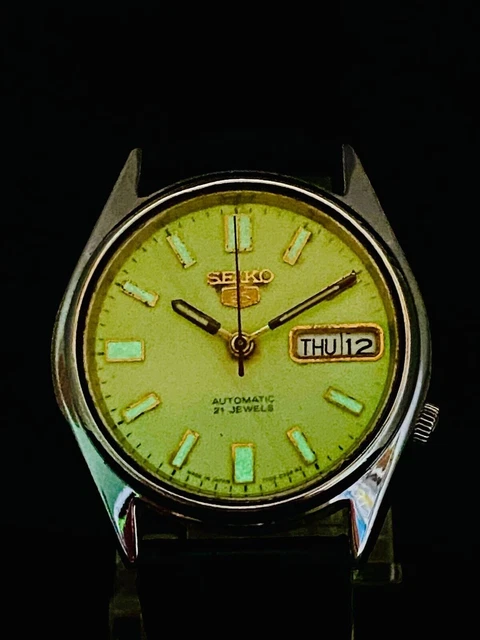 VINTAGE JAPAN SEIKO 5 Radium Automatic Date/Day Men’s Wrist Watch Japan ...