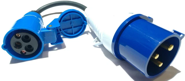 230V 32 AMP plug adapter to 230v 16 amp socket fly lead coupler.Caravan ...