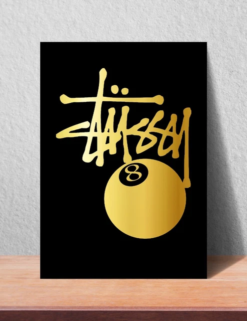 LARGE RARE STUSSY Shop Display Sign **Printed On Thick Gold Mirrored ...