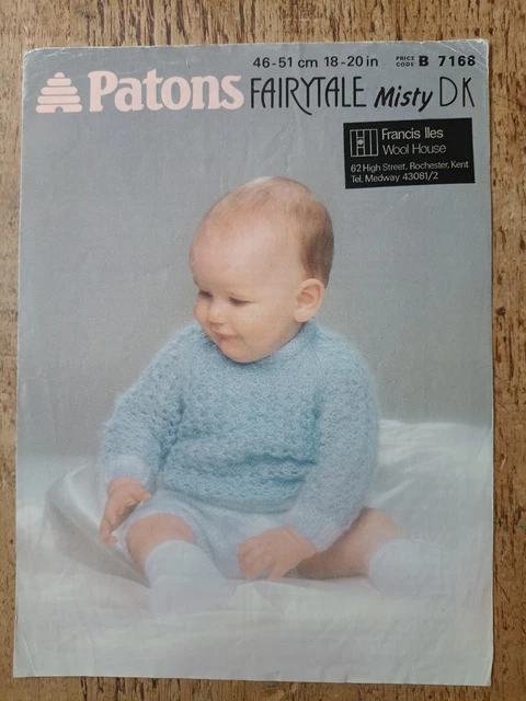 VINTAGE PATON'S BABY Knitting Pattern Fairytale Misty DK 7168 sweater ...