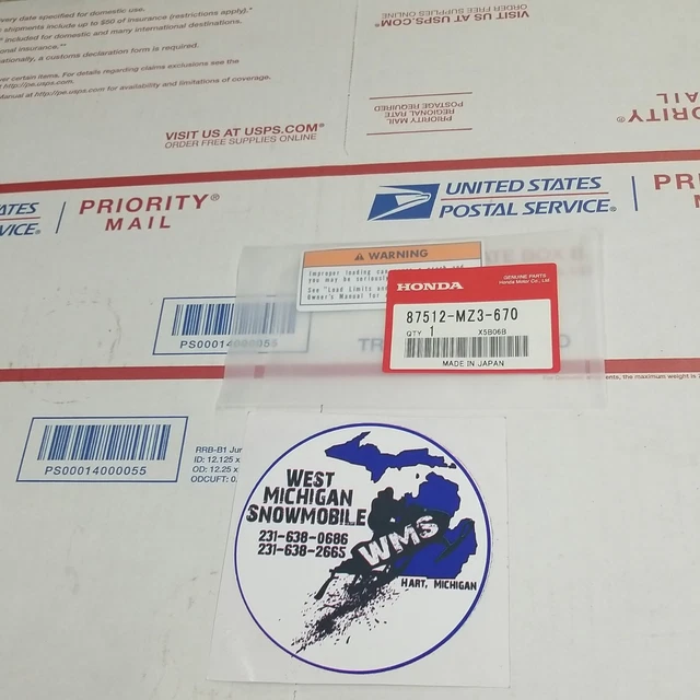 HONDA LOADING LABEL OEM 87512-MZ3-670 QTY 1 $15.99 - PicClick