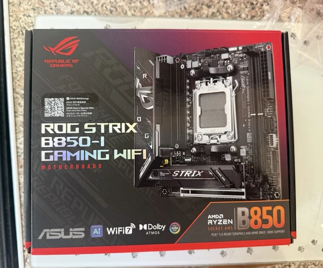 ASUS ROG STRIX B850-I GAMING WiFi AM5 DDR5 PCIe 5.0 mITX Motherboard £ ...