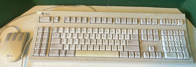 VINTAGE SUN TYPE 5C Keyboard 3201234-02 w/Compact 1 Three Button Mouse ...