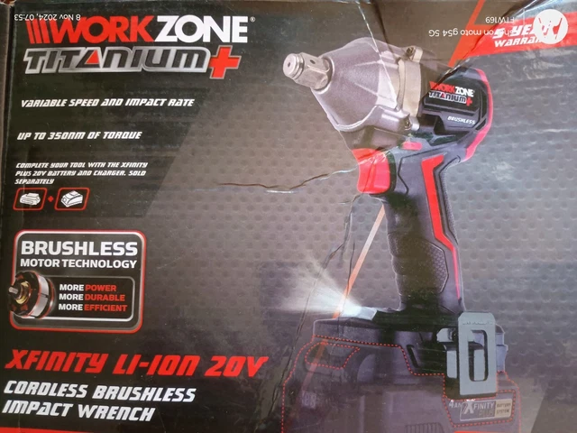 RARE FIND WORKZONE Brushless Impact Wrench New Skin 20V Xfinity ...