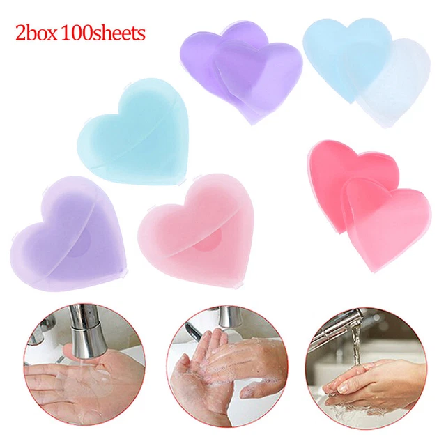 100PCS DISPOSABLE SOAP Paper Portable Hand Washing Box Scented Slice ...