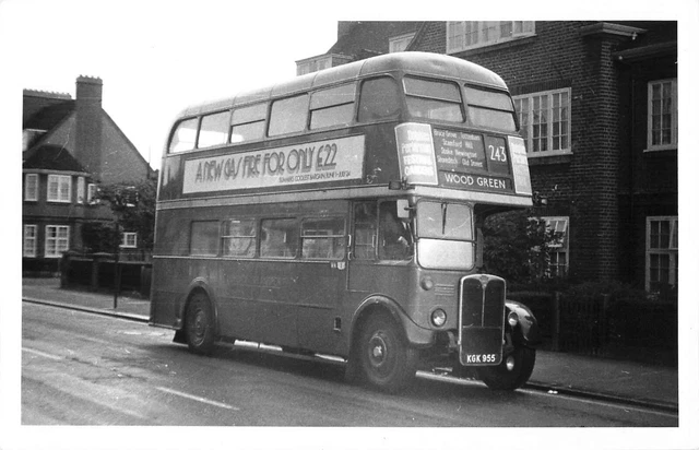 VINTAGE PHOTOGRAPH DOUBLE Decker Bus - Route 243 Wood Green LONDON (BU7 ...