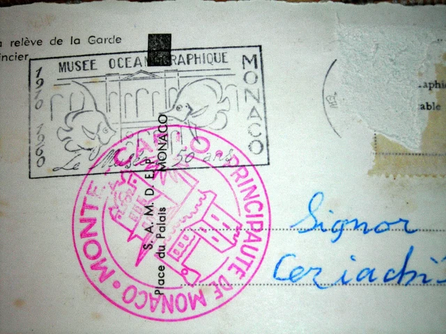 CARTOLINA FORMATO PICCOLO Principato Di Monaco Timbro Rosso E Timbro ...